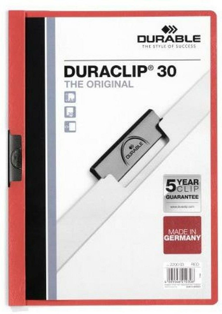 Durable Folder Z Teczkami Duraclip 30 Czerwony Przezroczysty A4 25 ...
