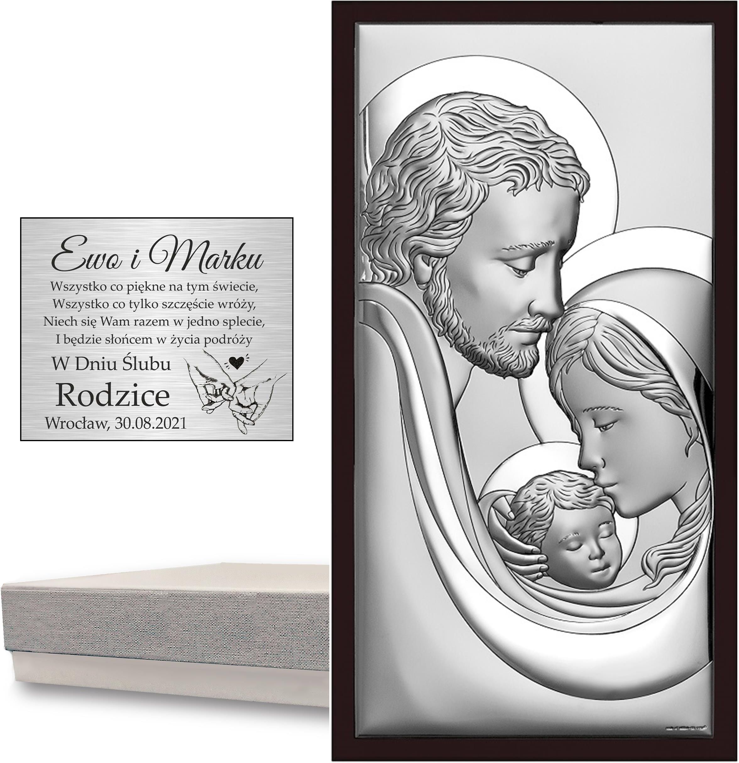 Obraz Srebrny Rodzina Święta Ślub Chrzest Grawer - Ceny i opinie - Ceneo.pl