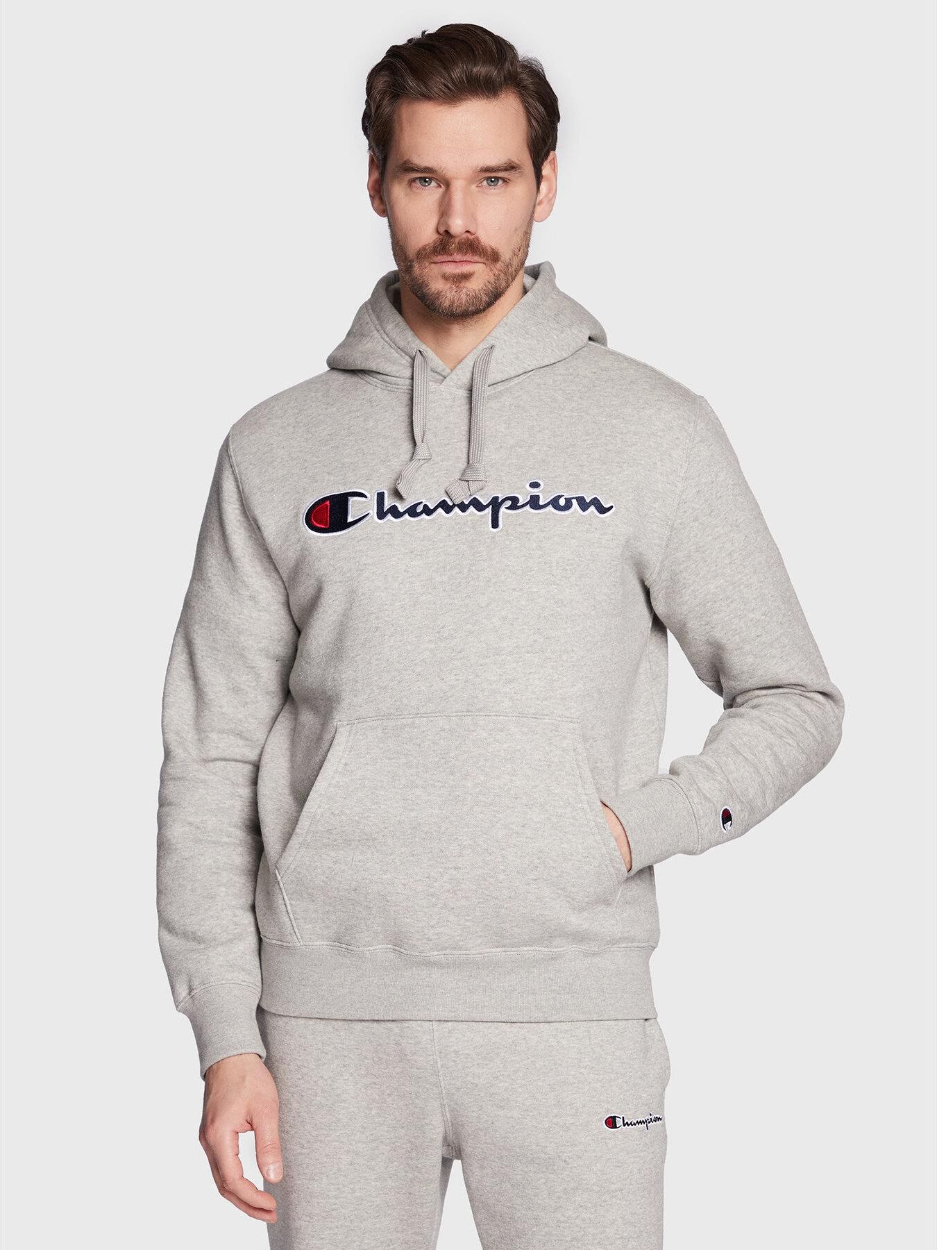 Champion Bluza Script Logo Embroidery 217858 Szary Comfort Fit - Ceny i ...