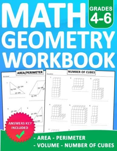 Math Geometry Workbook For Grades 4-6 Area,Perimeter,Volume,number of ...