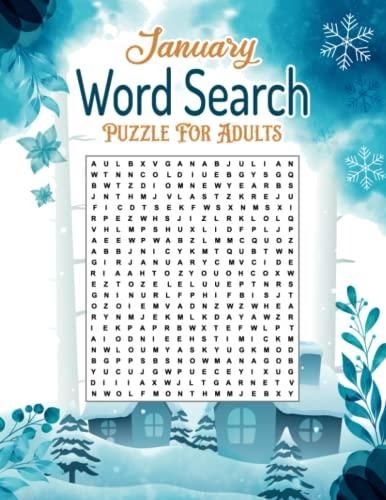 January Word Search Puzzle Activity Book For Adults: Word Finder Winter ...