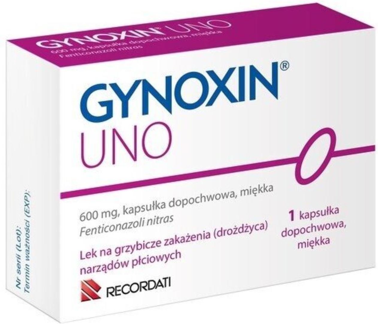 Gynoxin Uno 600mg - kapsułka dopochwowa miękka, 1 sztuka , WYSYŁAMY W ...