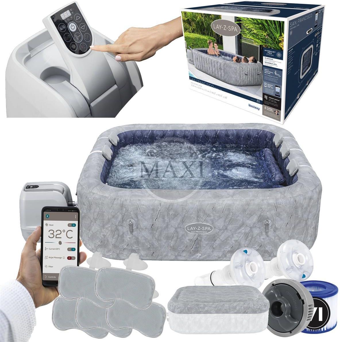 Jacuzzi BESTWAY Lay-Z-Spa San Francisco HydroJet Pro 60161 230x230x80cm ...
