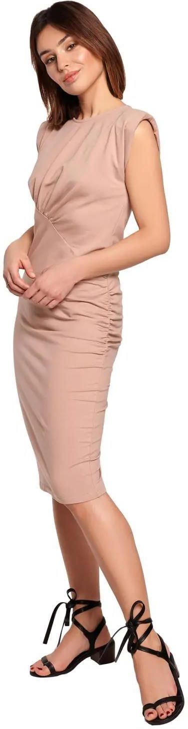 B193 Sukienka z marszczeniami - mocca (Kolor mocca, Rozmiar S (36 ...