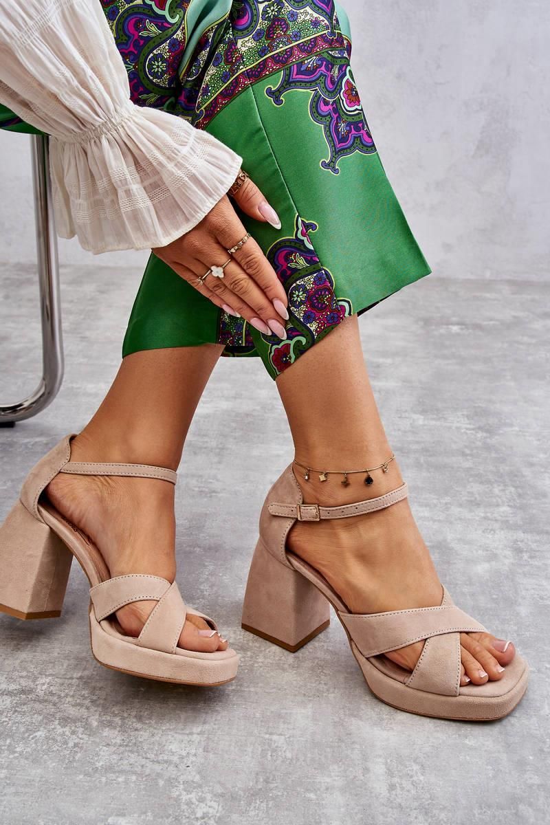 Damskie Zamszowe Sandały Na Obcasie Lewski Shoes 3221 Beżowe - Ceny i opinie - Ceneo.pl