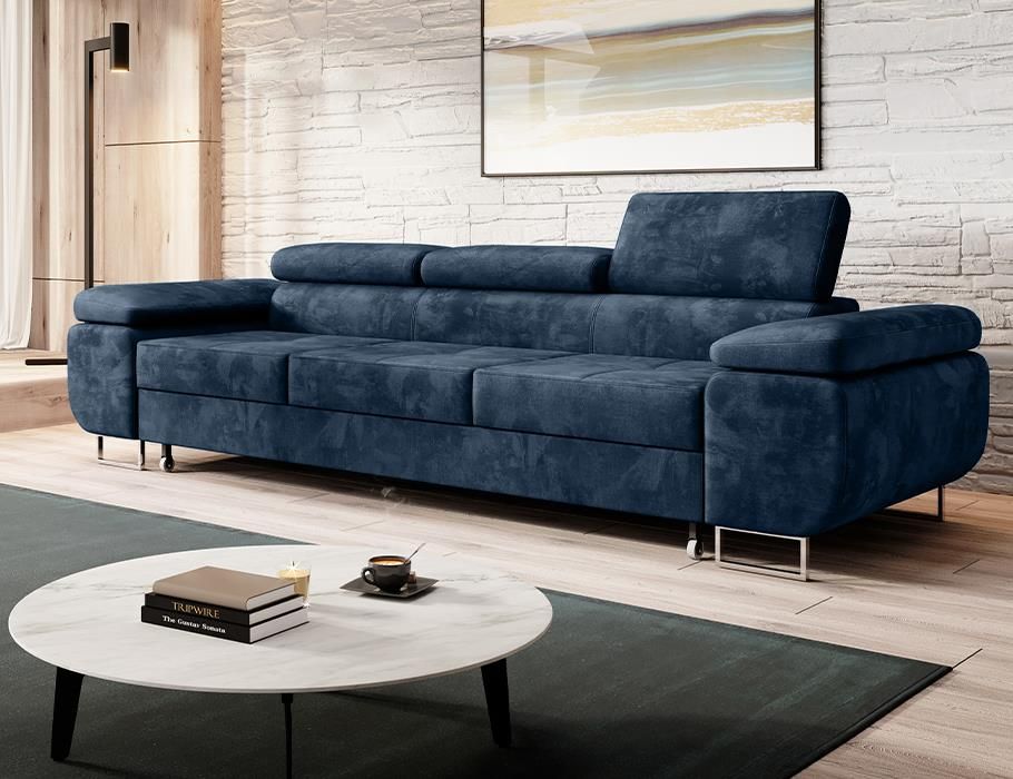 Moderno Meble Sofa Z Funkcją Spania Norberg Regulowane Zagłówki Granat ...