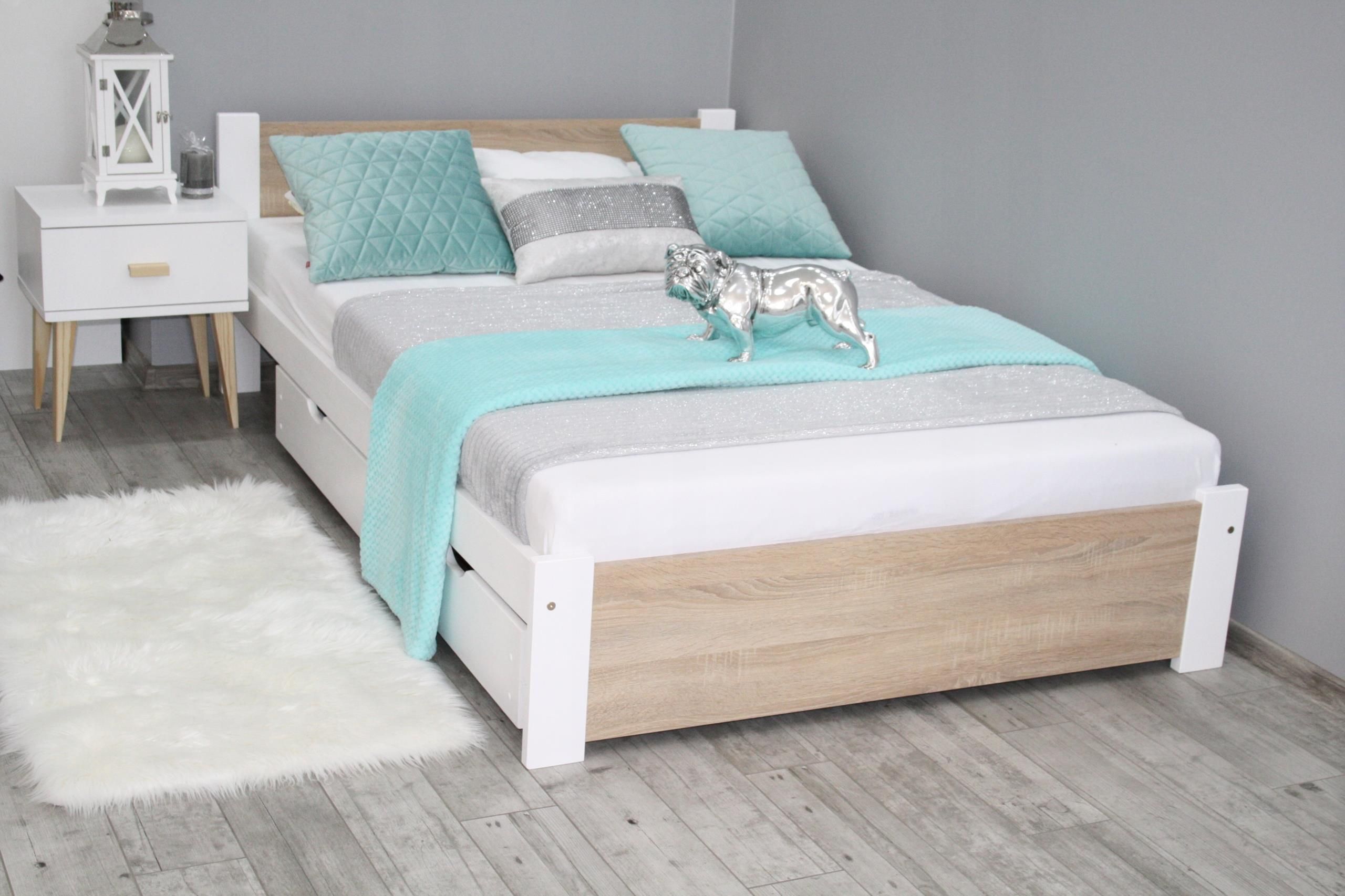 Maxi Drew Łóżko 3D 140X200 Białe Dąb Sonoma Stelaż Materac 9Fda47F4 ...