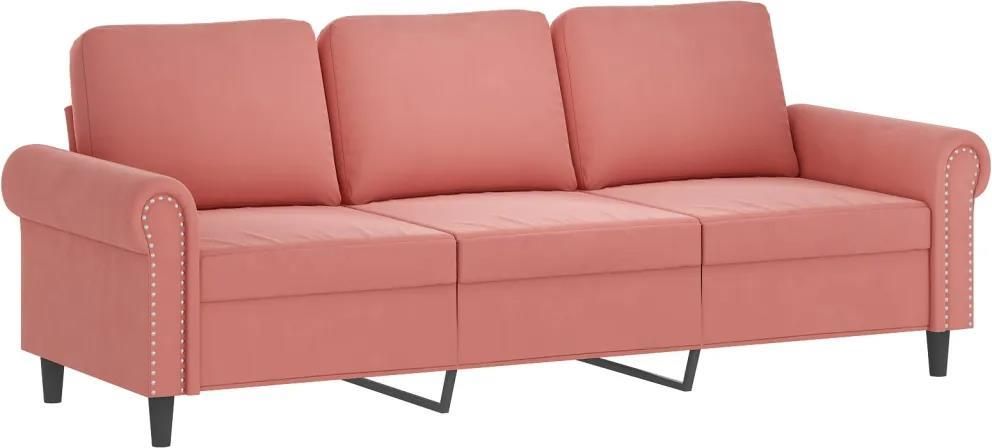 Vidaxl Sofa 3 Osobowa Różowa 180 Cm Obita Aksamitem 13452-349170 ...