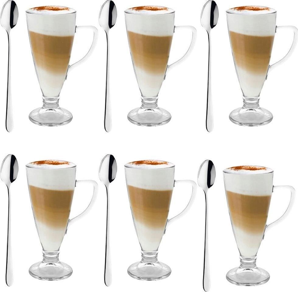 Florina Szklanki Na Nóżce Do Kawy Latte Cezar 250Ml + Łyżeczki Zestaw ...