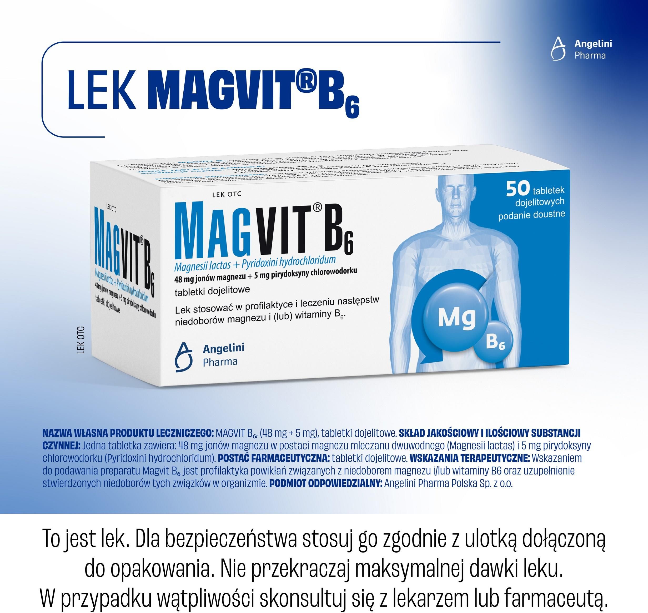 Magvit B6 48mg +5mg 50tabl. - Opinie i ceny na Ceneo.pl