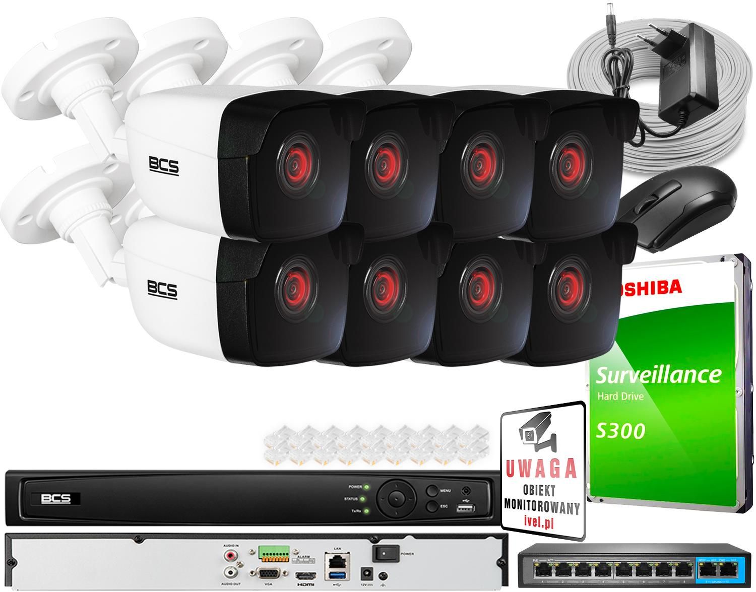 Zestaw do monitoringu Bcs View Zestaw Monitoringu 8 Kamer 4 Mpx Ir 30M ...