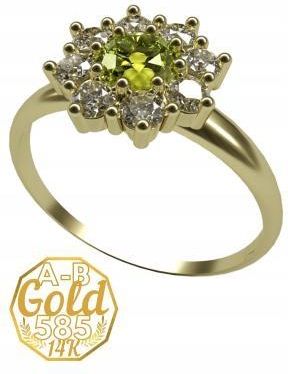 Snowdrop ring with vltavin and zircons in gold 585 - Ceny i opinie ...