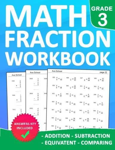 Fractions Workbook Grade 3 Addition, Subtraction, equivalent, comparing ...