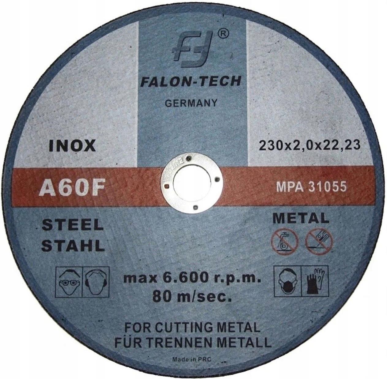 Tarcza tnąca Falon-Tech Tarcza Do Cięcia Metalu Stali Inox 230/2 10Szt ...