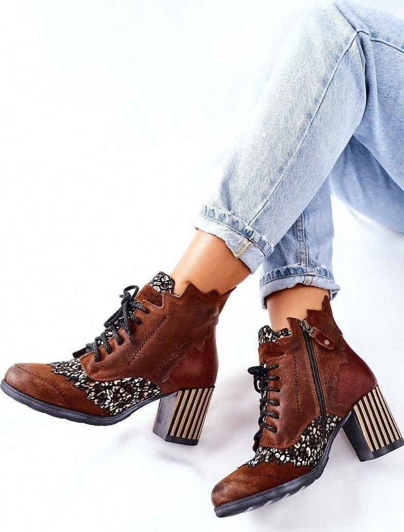 Maciejka Botki Damskie Skórzane Trzewiki Maciejka Brązowe 03190-02 : Rozmiar - 38 - Ceny i ...