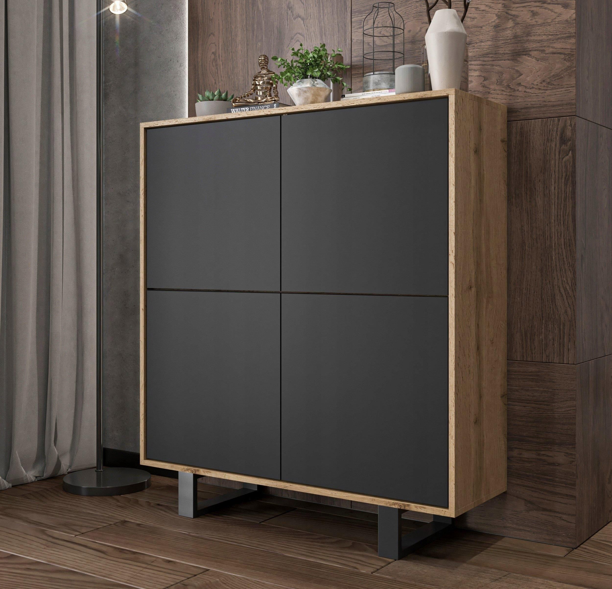 Meble Lindner Industrialna Komoda Loft Rtv Wotan Czarny Mat 113 ...