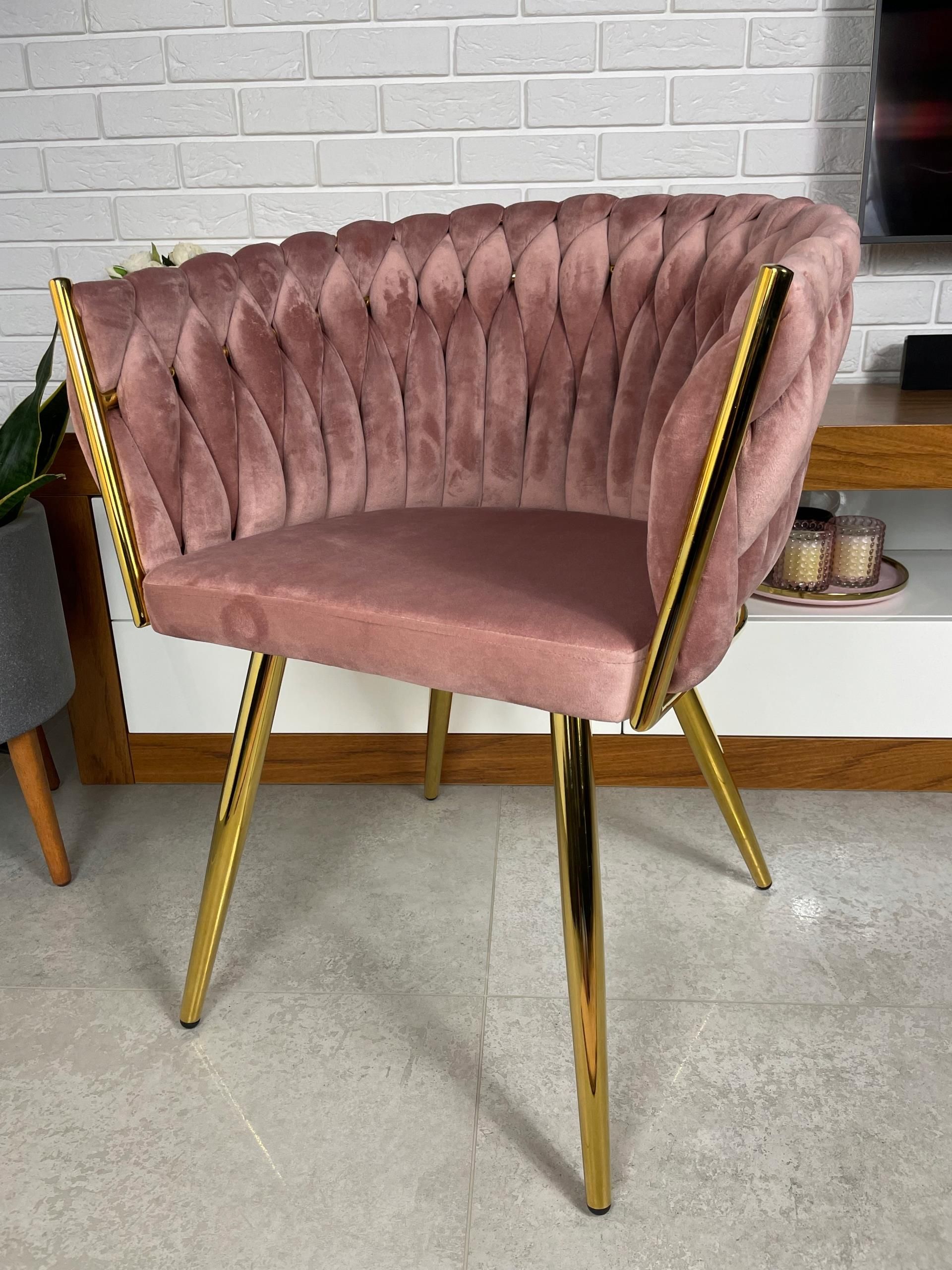 Modne Krzesło Fotel Przeplatany Rosa Róż Do Salonu 8372674F-3312-4618 ...