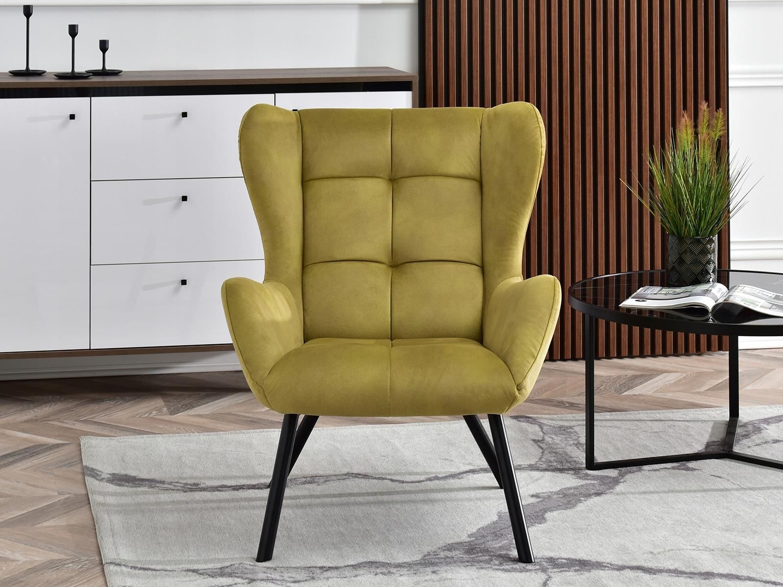 Mebel Partner Nowoczesny Fotel Na Nogach Pikowany Noel Oliwka A7C851A4-7741-41Cf-8783 ...