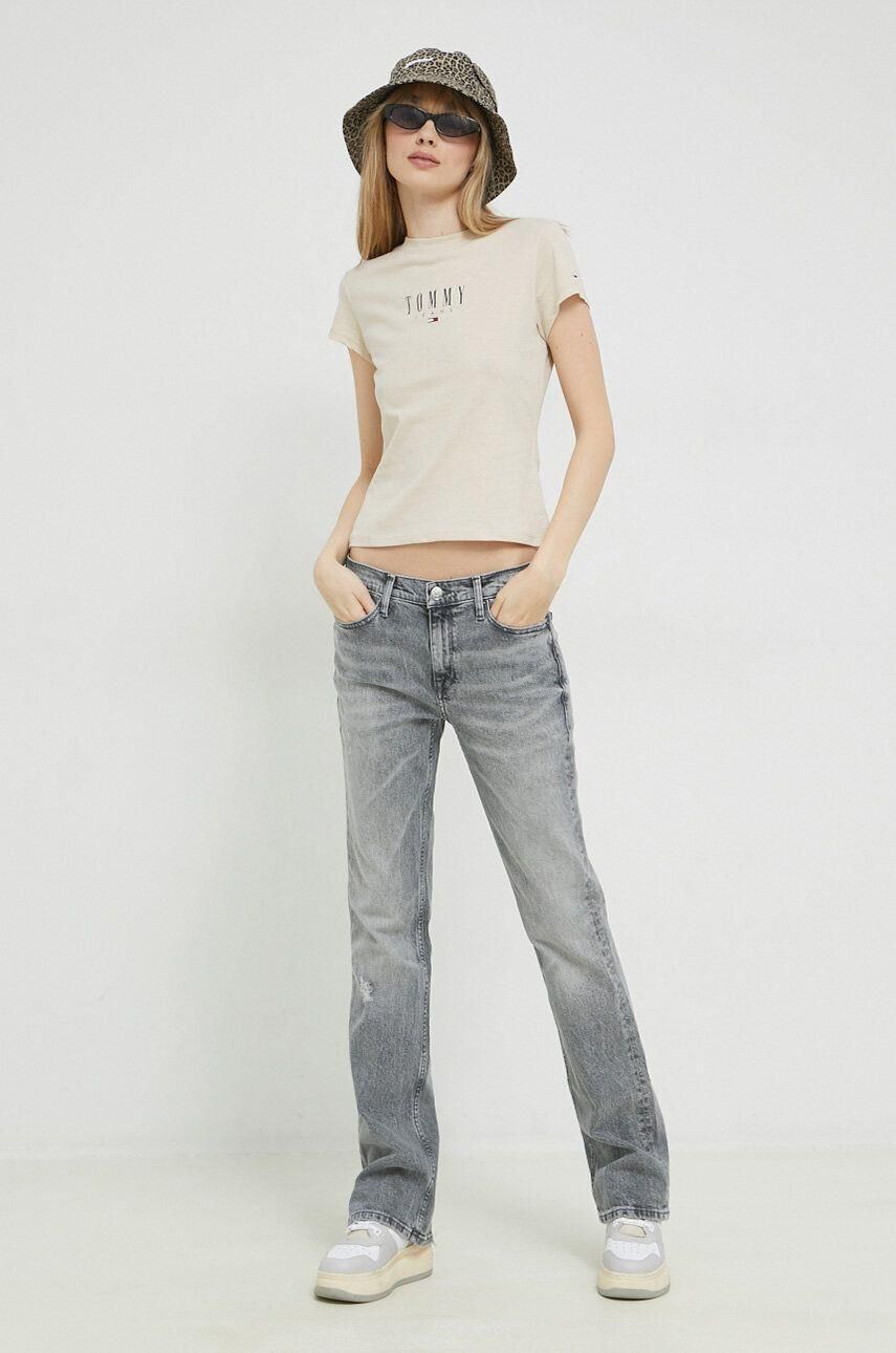 Tommy Jeans t-shirt damski kolor beżowy - Ceny i opinie - Ceneo.pl