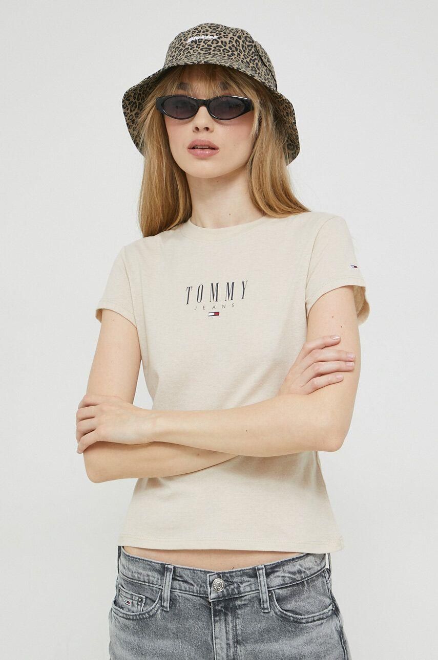 Tommy Jeans t-shirt damski kolor beżowy - Ceny i opinie - Ceneo.pl