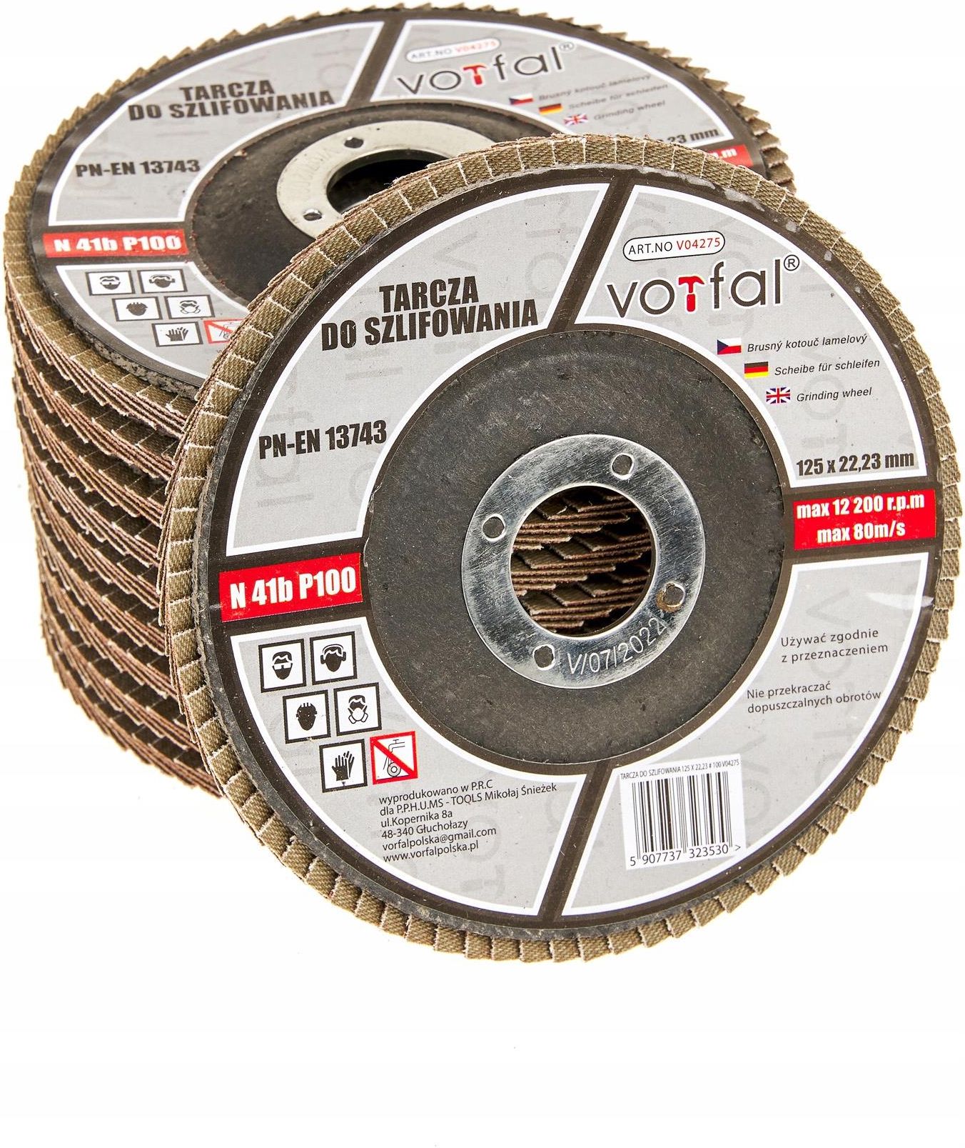 Vorfal Tarcza Ścierna Ściernica Listkowa 125 P100 10Szt. N41BP100 ...