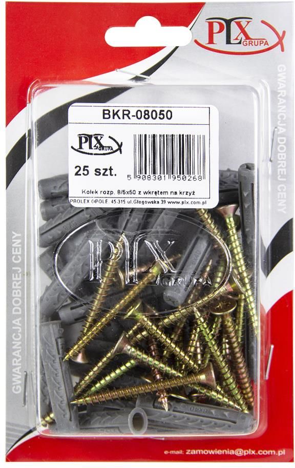 Prolex Kołek Rozporowy Z Wkrętem Krzyżowym 8/5x50 25szt. BKR08050 - Opinie i ceny na Ceneo.pl