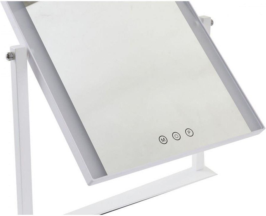 Dkd Home Decor Lustro Stołowe Led Z Dotykowym Włącznikiem Metal Biały ...
