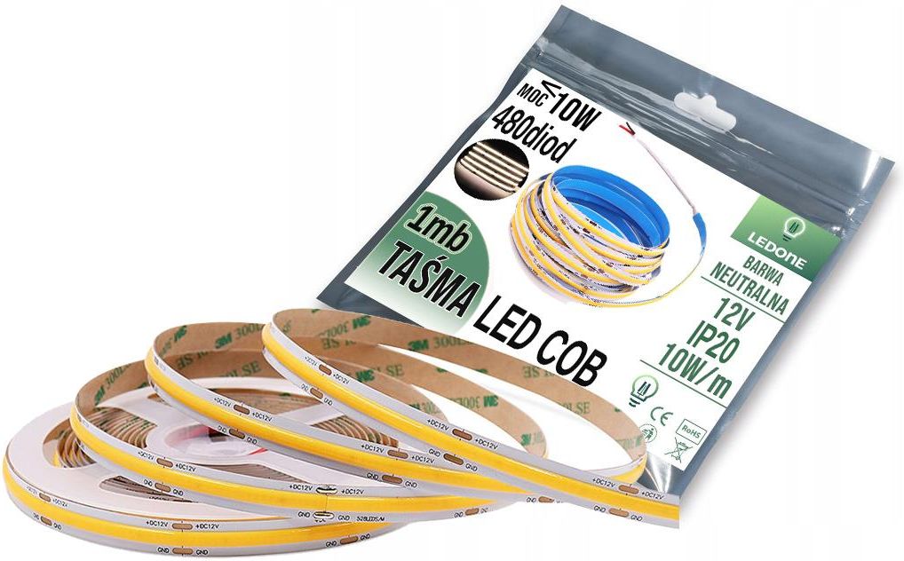 Led-One Taśma Led Cob 12V Neon Neutralny 1 Metr Linia (10557509384 ...