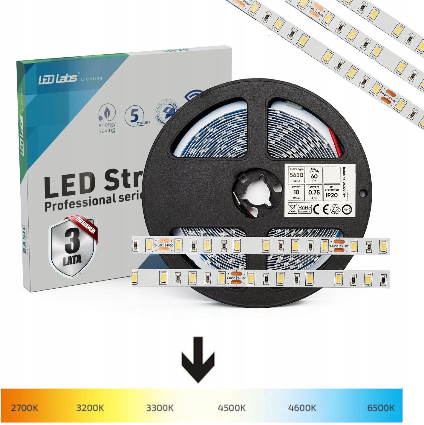 Ledlabs Taśma Led Pro 300 5630 Smd 12W 4000K 12V Neutralna ...