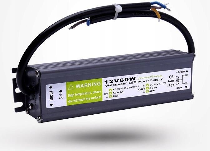 Elektro-Led Zasilacz Wodoodporny 12V 60W 5A Ip67 Do Taśm Led ...