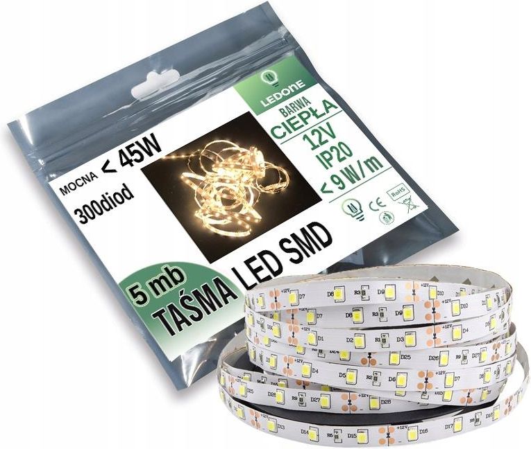 Led-One Mocna 9W/M Taśma Led Premium 2835 300 Ip20 Ww 5M (956C ...