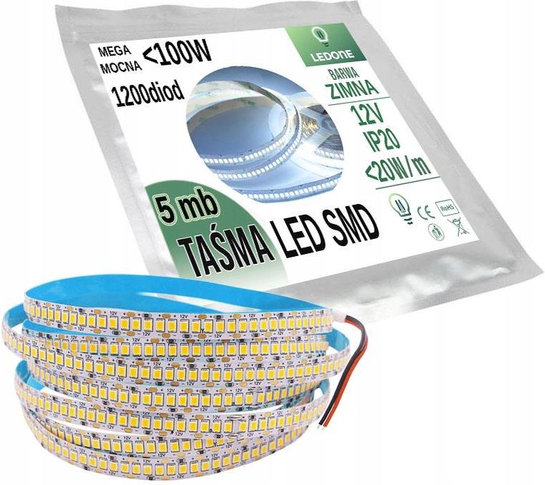 Led-One Mocna 12V Taśma 1200 Led Premium 2835 Ip20 5M (B0058) - Opinie i atrakcyjne ceny na Ceneo.pl
