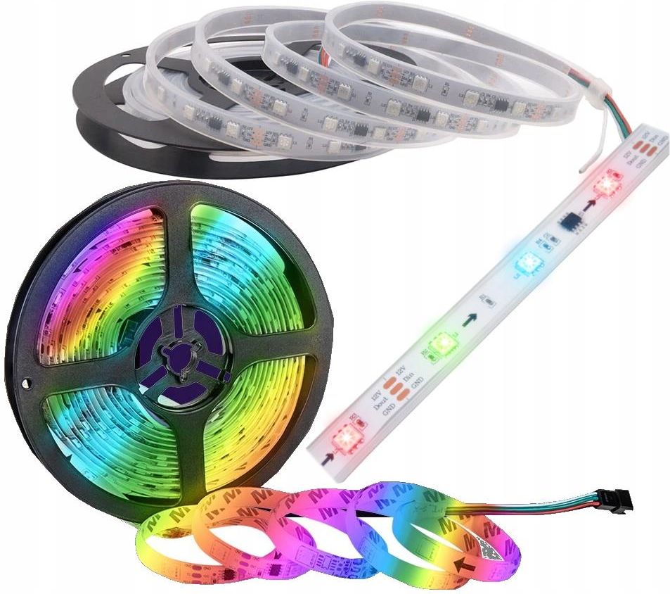 Berge Taśma Led Rgb 5M Cyfrowa Ws2811 Ip67 Efekt Tęczy (EPT208 ...