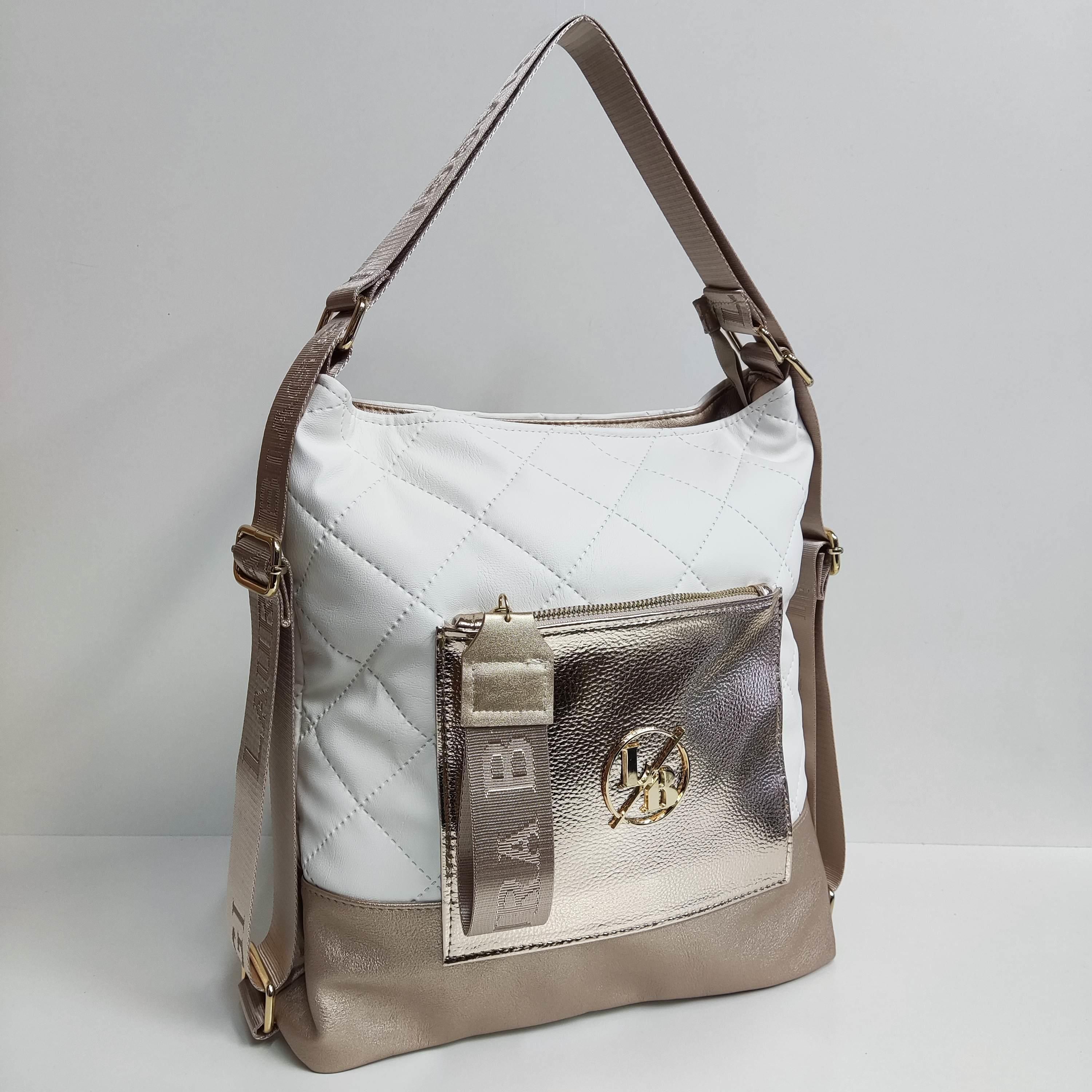 Plecak torebka Laura Biaggi Torba na ramię biała złota pikowana - Ceny i opinie - Ceneo.pl