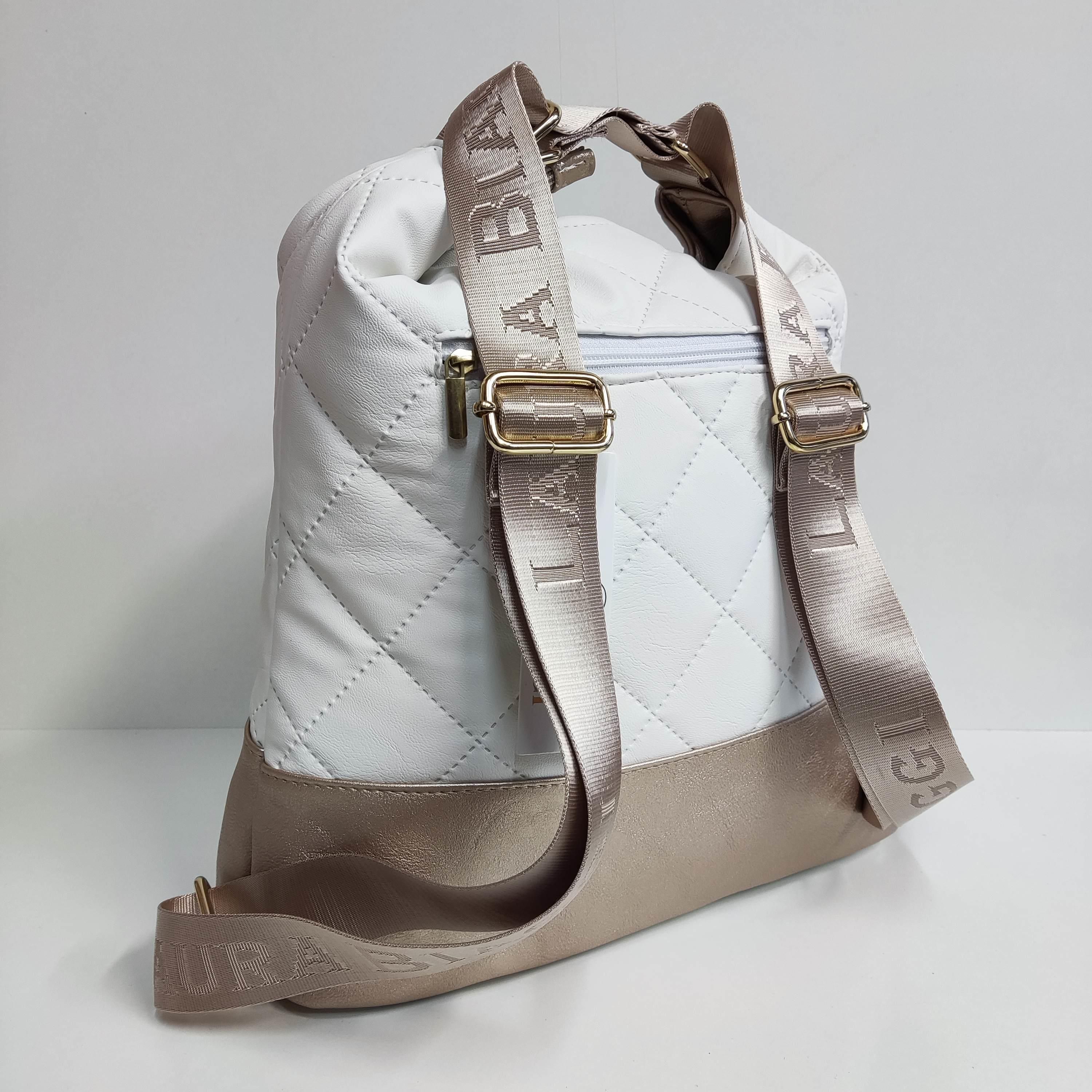 Plecak torebka Laura Biaggi Torba na ramię biała złota pikowana - Ceny i opinie - Ceneo.pl