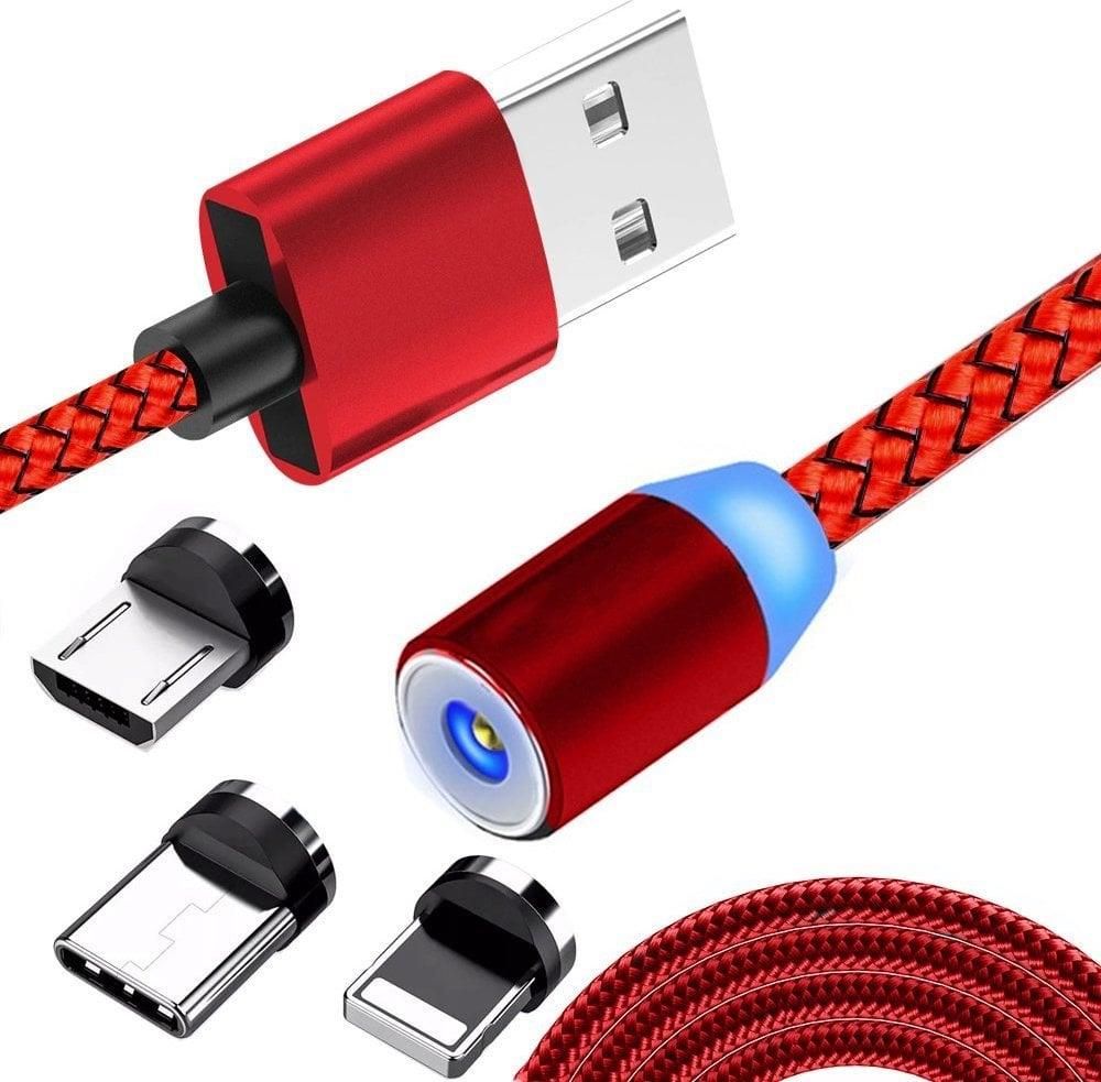 Kabel USB Retoo USB-A - USB-C + microUSB + Lightning 1 m Czerwony - Opinie i ceny na Ceneo.pl