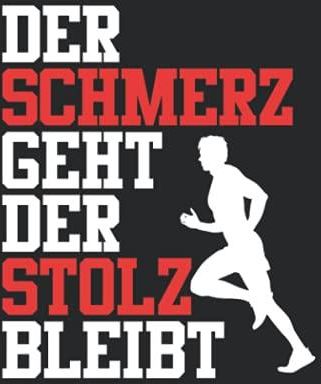 Notizbuch A5 liniert mit Softcover Design: Marathon Spruch der Schmerz ...