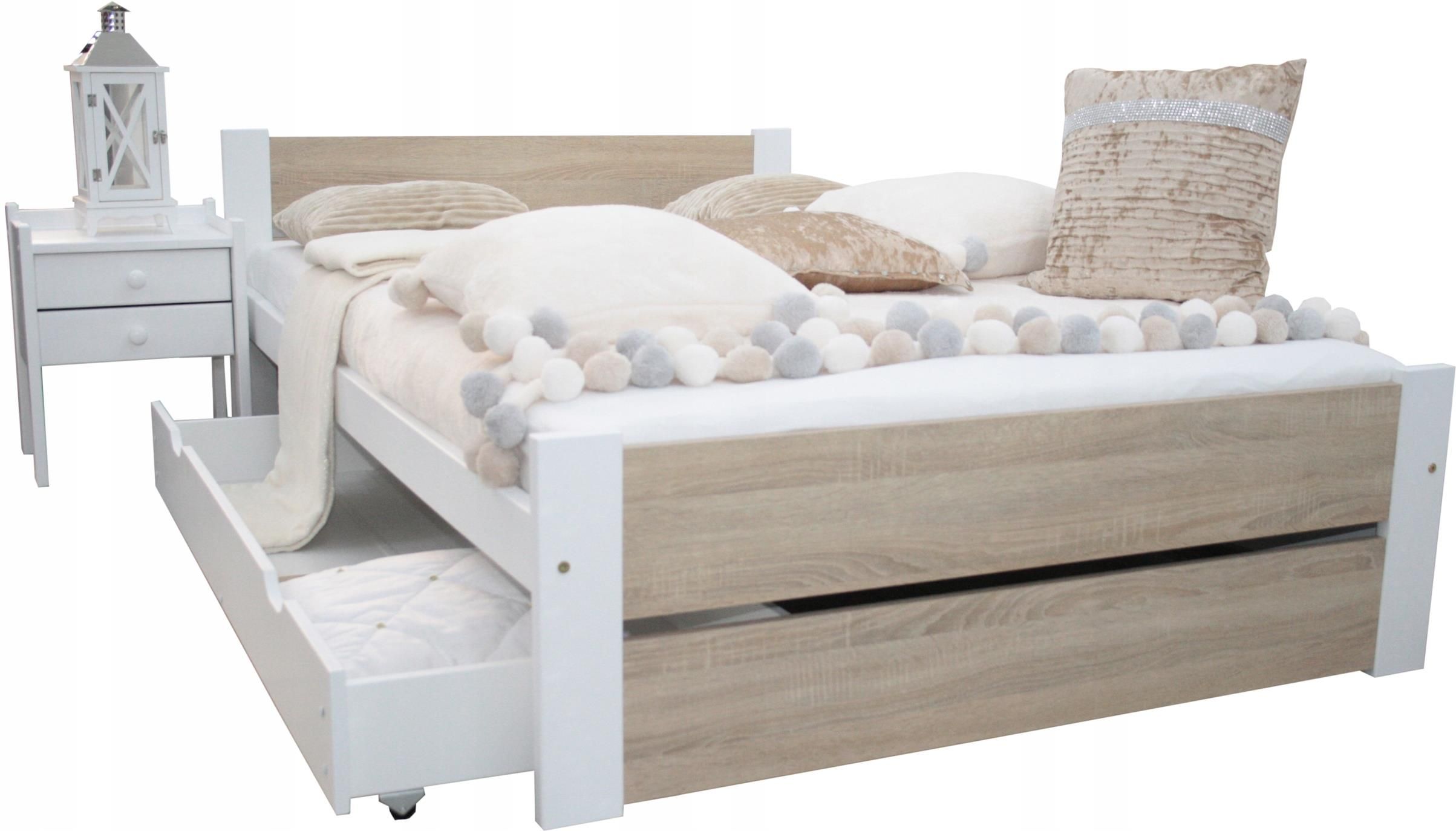 Maxi Drew Łóżko Lea 160X200 Białe Dąb Sonoma Stelaż Materac 62d695e9 ...