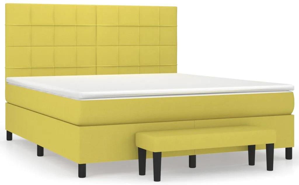 Vidaxl Łóżko Kontynentalne Z Materacem Jasnozielone Tkanina 180X200Cm ...