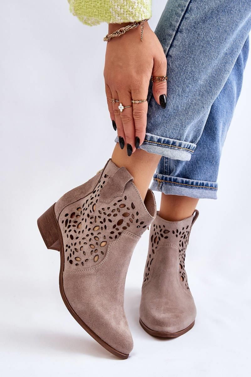 Damskie Ażurowe Botki Lewski Shoes 2909 Jasnobrązowe - Ceny i opinie ...