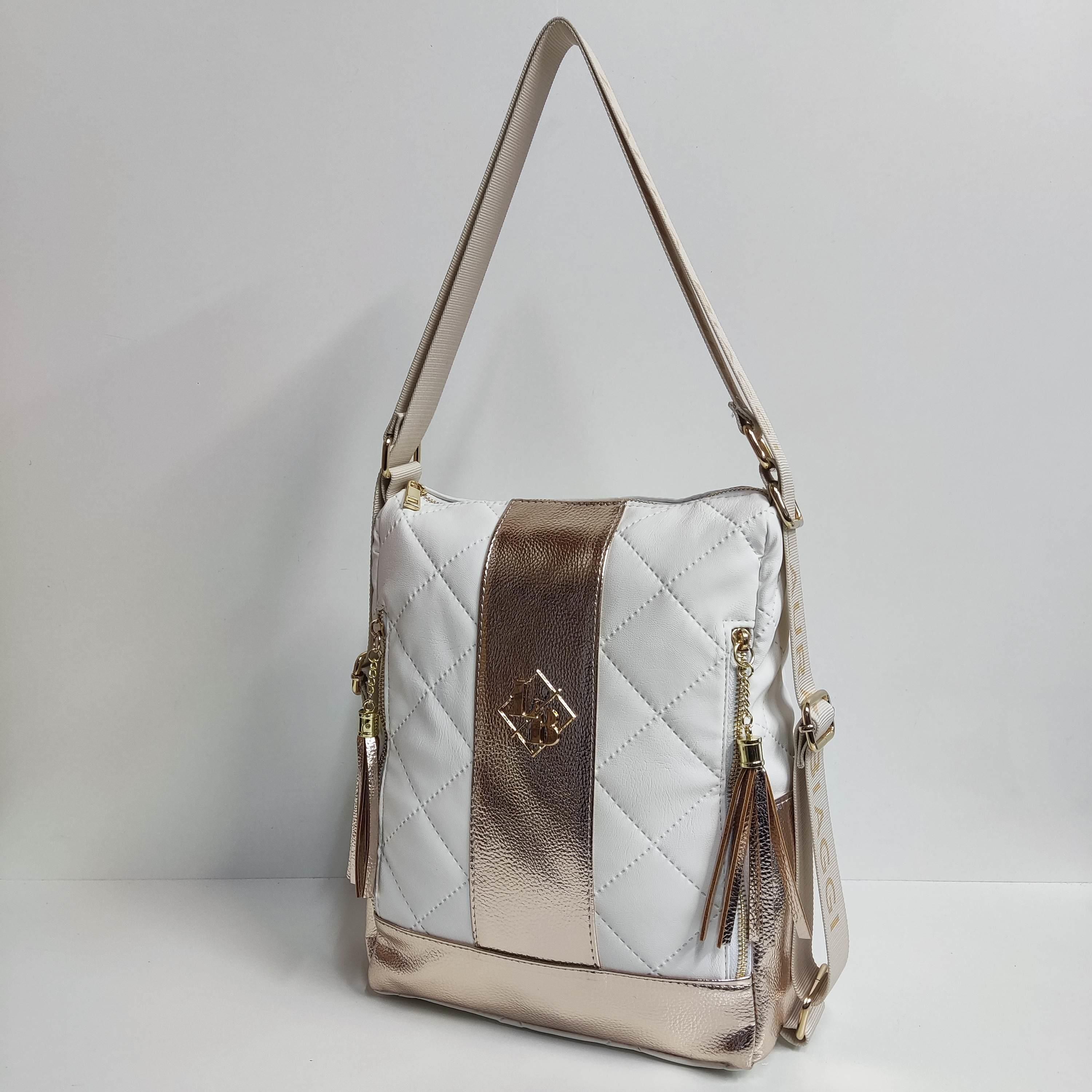 Plecak torebka Laura Biaggi Torba na ramię biała złota pikowana - Ceny i opinie - Ceneo.pl