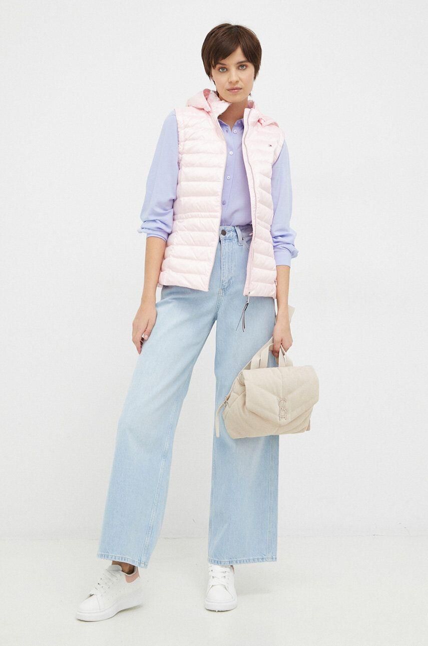 Tommy Hilfiger bezrękawnik puchowy damski kolor różowy przejściowy ...