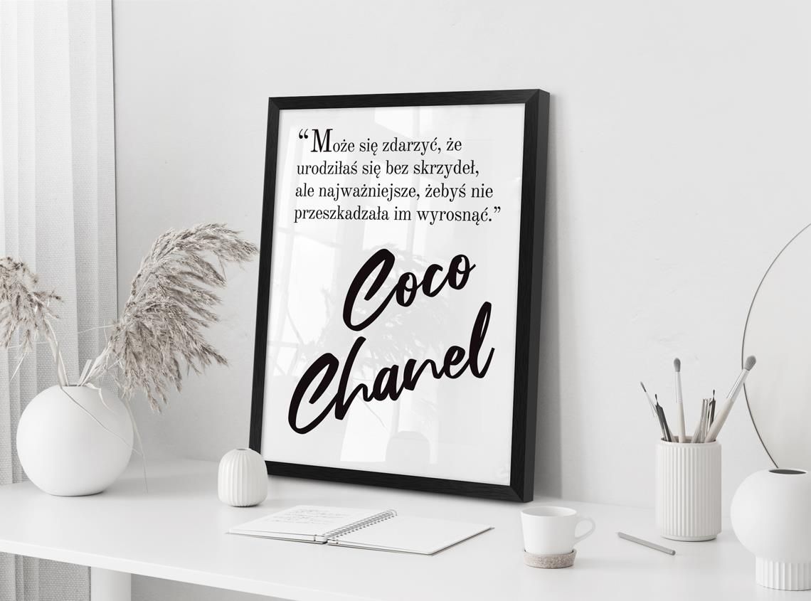 IWALL studio Obraz Coco Chanel Czarna Rama Czarny Tekst (CZA3QTCCCZRN ...