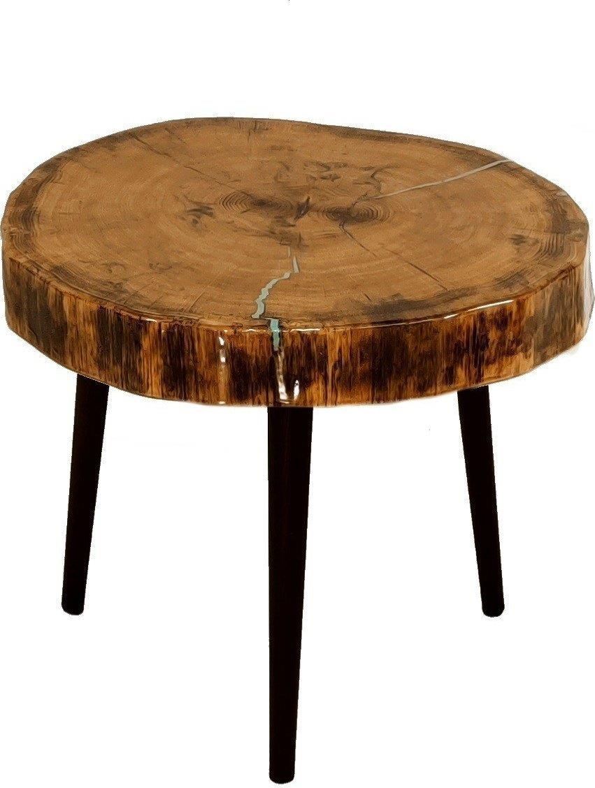 Wood & Resin Stolik Z Plastra Drewna Żywica Epoksydowa 37 Cmx42 6 Nogi ...