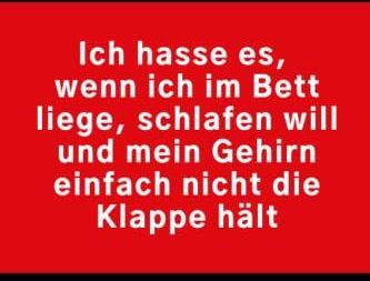 Ich hasse es, wenn ich im Bett liege, schlafen will und mein Gehirn ...