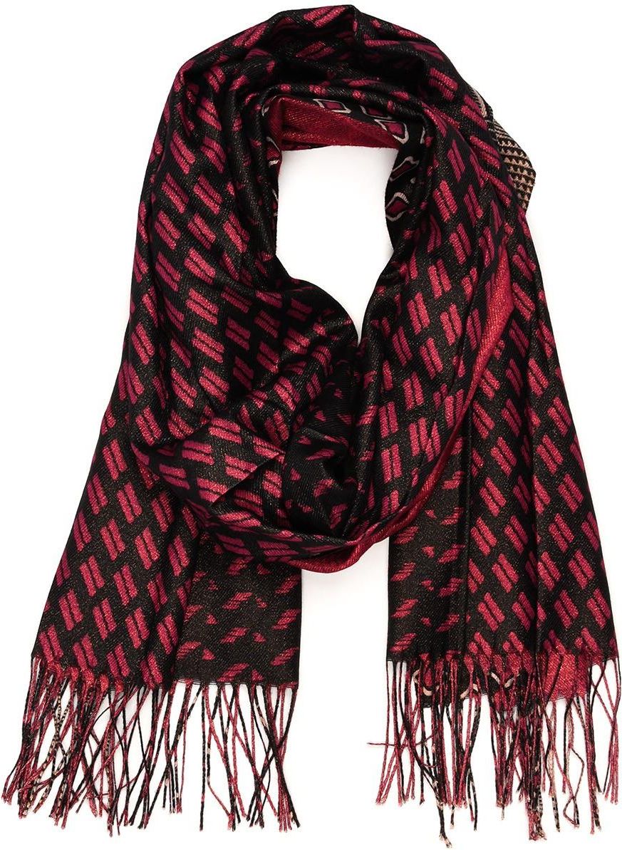 Bordowy Duży Szalik Damski dwustronny ze złotą nitką ciepły modny szal AX-92 - Ceny i opinie ...