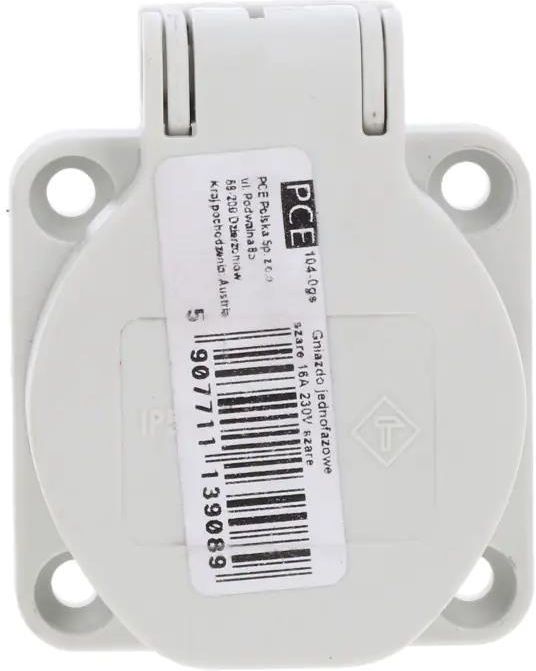 Gniazdo elektryczne Pce Gniazdo Tablicowe Z Uziemieniem Ip54 Szare 2P+Z ...