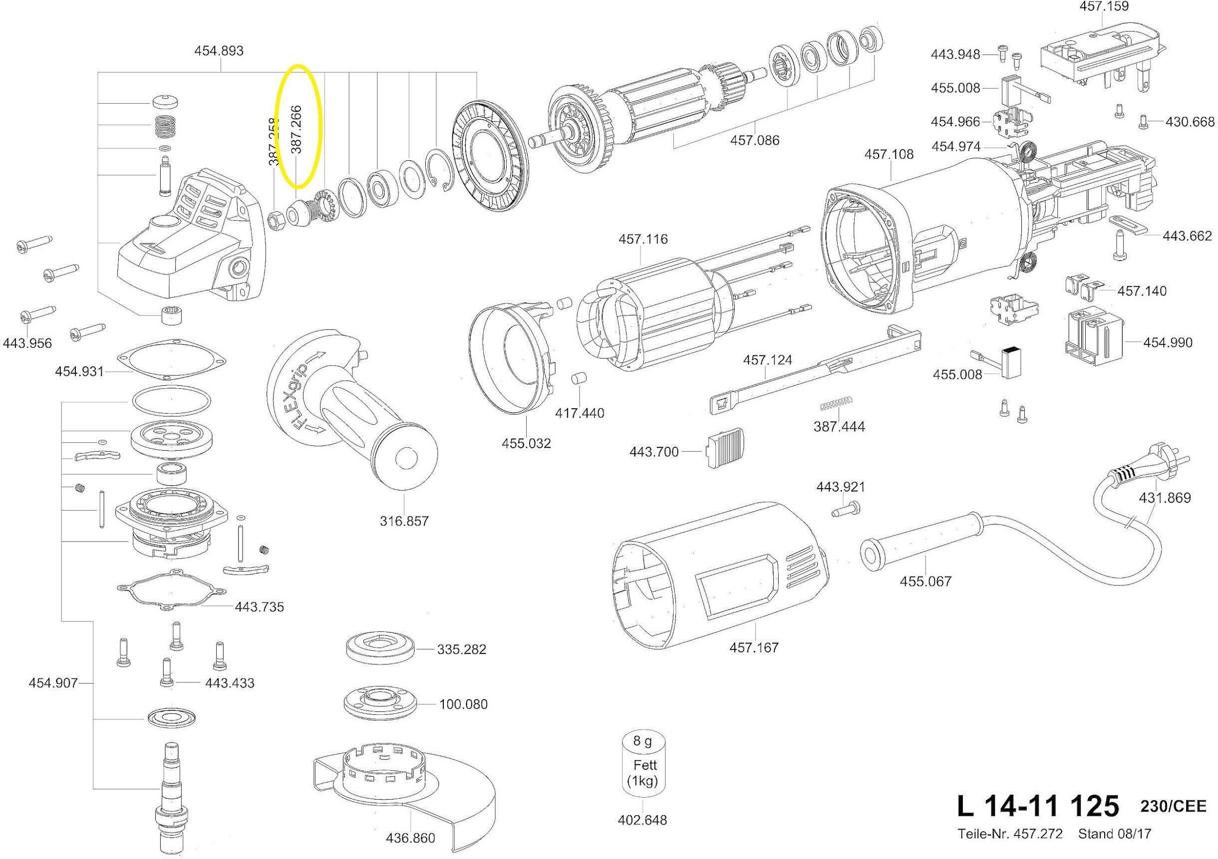 Flex zębatka, koło zębate do szlifierki kątowej LE14-11 387.266 387266 ...