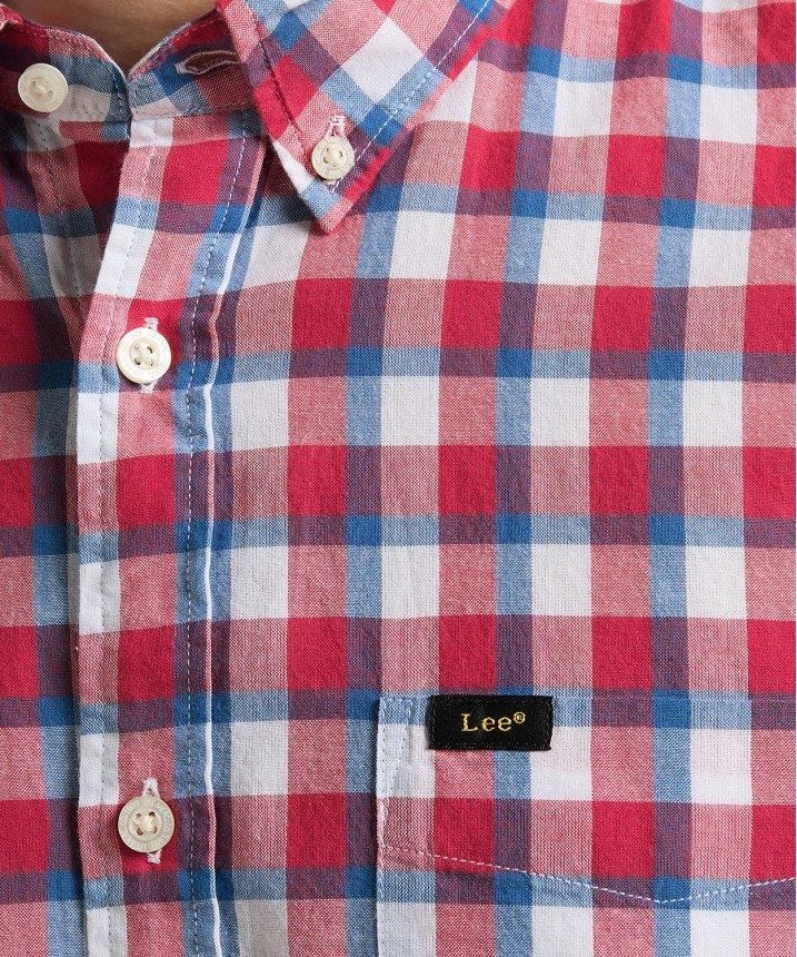 LEE BUTTON DOWN SS MĘSKA KOSZULA W KRATĘ REAL RED L886OFUI - Ceny i ...