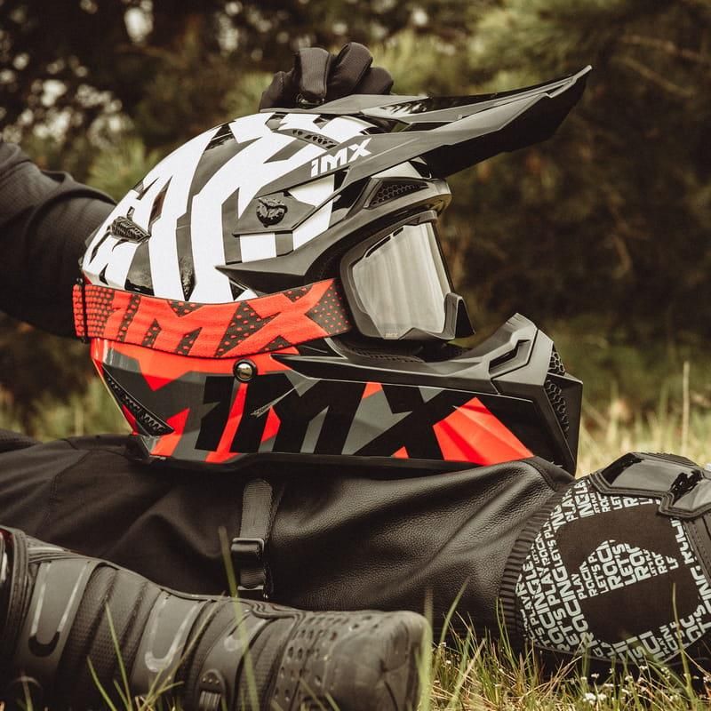 Kask motocyklowy Imx Fmx-02 Black/White/Flo Red/Grey Gloss Graphic ...